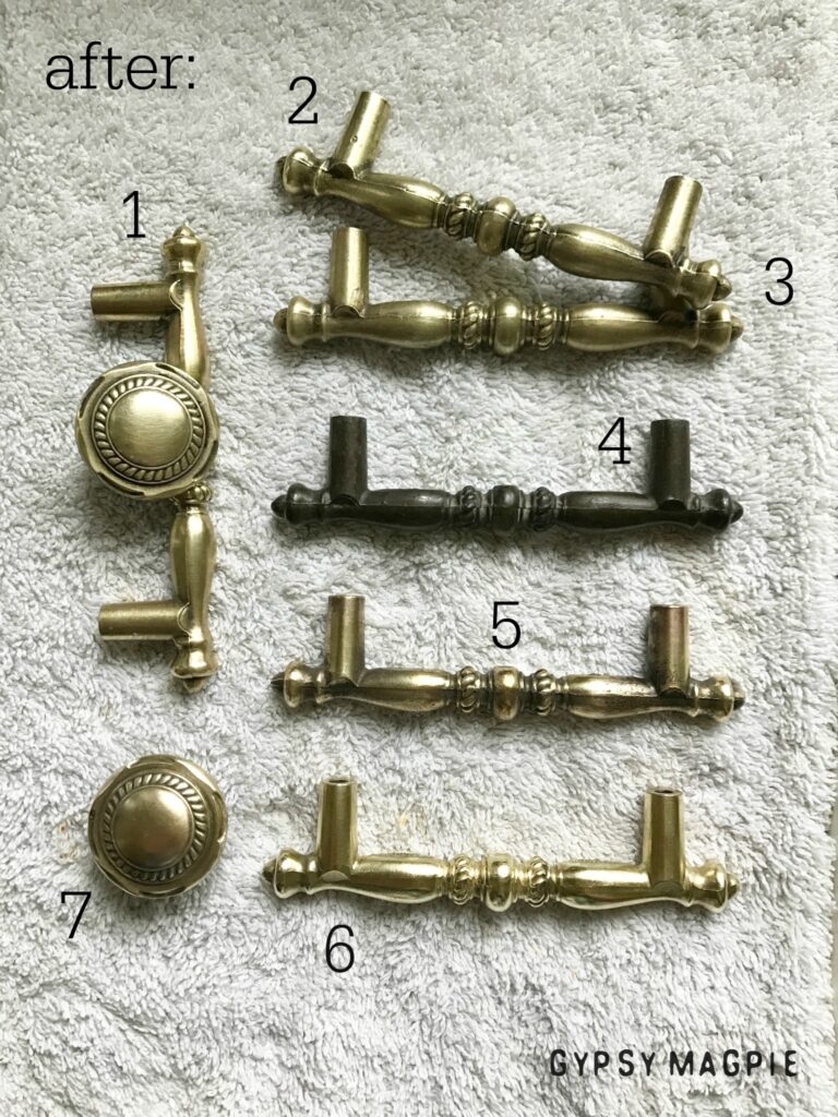 Tarnished Brass Hardware Cleaning Experiment - Gypsy Magpie