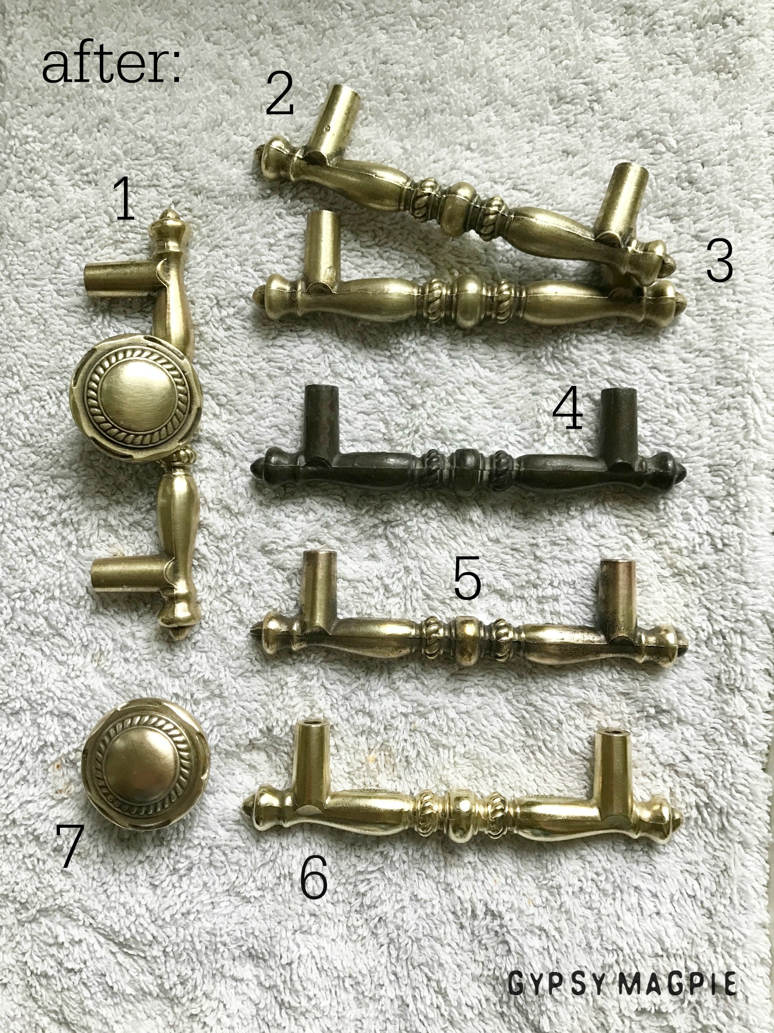 Tarnished Brass Hardware Cleaning Experiment - Gypsy Magpie