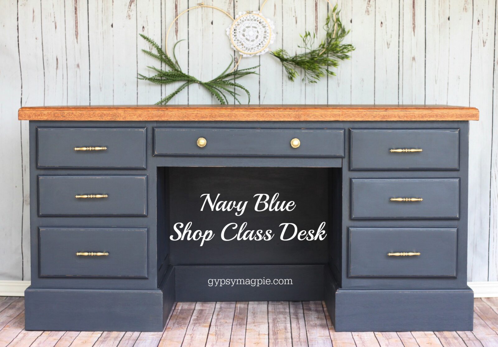 Navy Blue Shop Class Desk - Gypsy Magpie