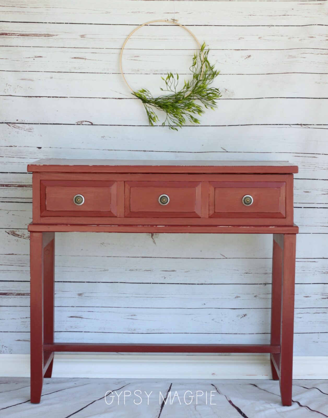 Tuscan Red and Honeycomb Console Table | Gypsy Magpie