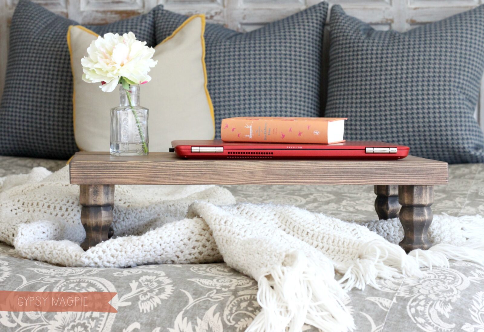 DIY Farmhouse Bed Tray | Gypsy Magpie