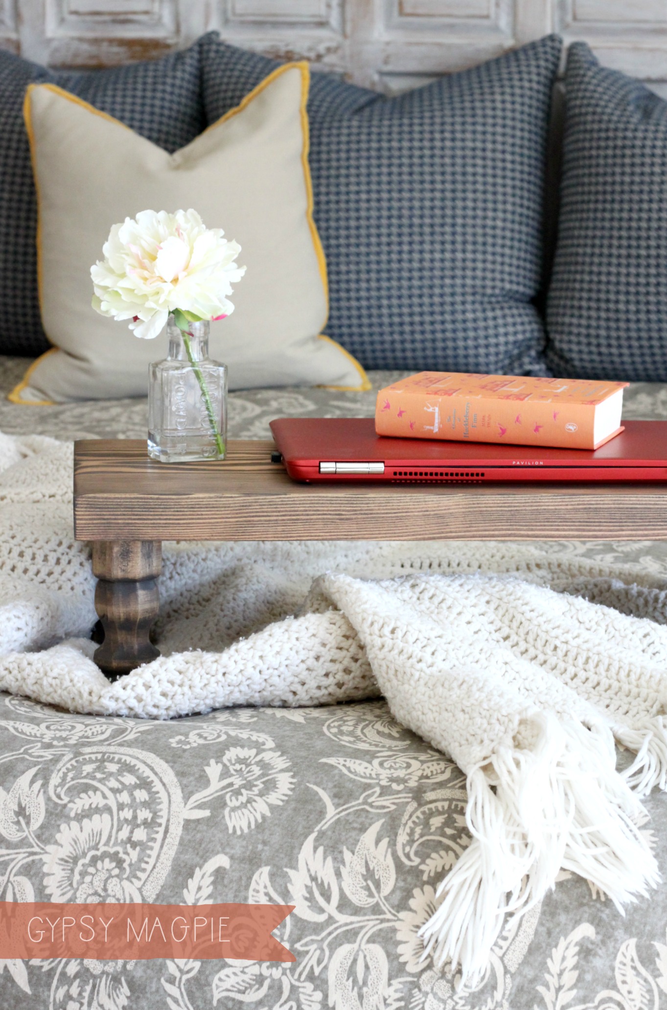 DIY Farmhouse Bed Tray | Gypsy Magpie