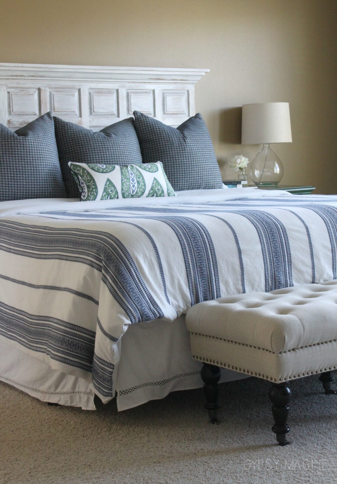 Navy and Green Bedding Refresh | Gypsy Magpie