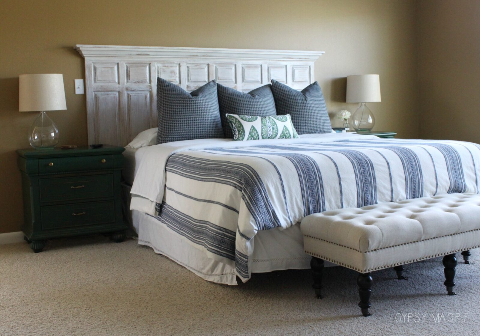 Navy and Green Bedding Refresh | Gypsy Magpie